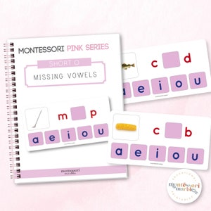 BUNDLE PACK Montessori Pink Series Missing Vowels Cards for Short A, E ...