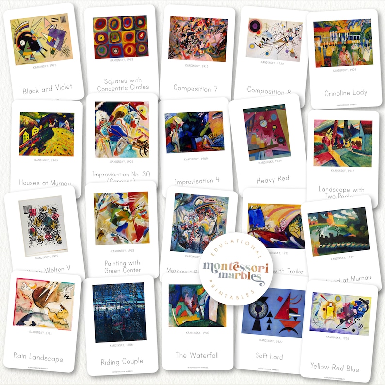 Wassily Kandinsky Nomenclature Cards PDF | 20 Sets 3-part Montessori ...