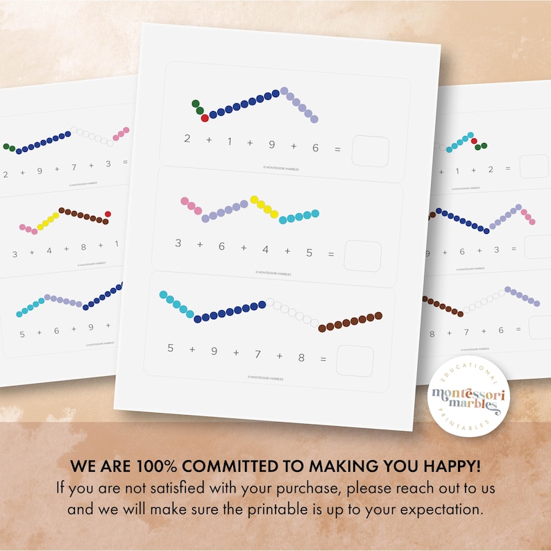 Snake Game Addition Workbook | 30 Problems Montessori Bead Bar Math ...