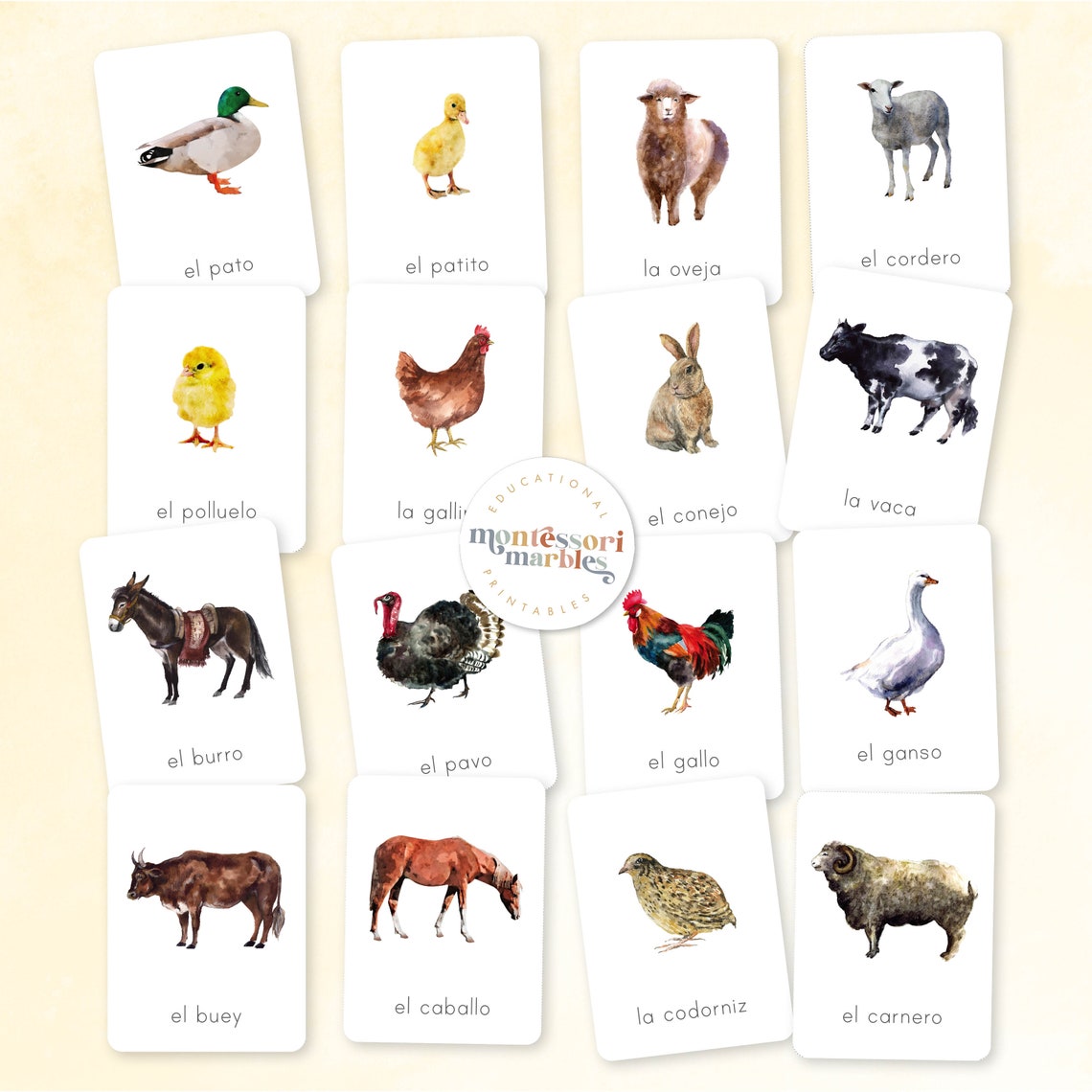 ANIMALES DE GRANJA Tarjetas Didácticas Farm Animals Flash Cards ...