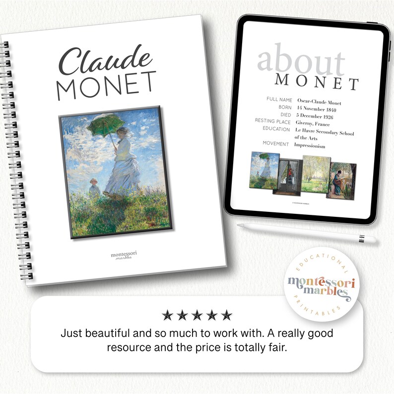 Claude Monet Art History Photo Binder | Montessori Cultural Studies ...