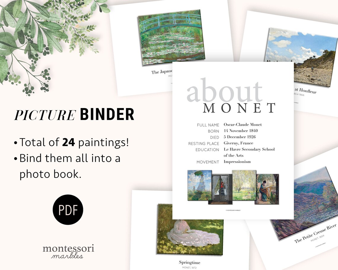 CLAUDE MONET Montessori Picture Binder Art History for | Etsy