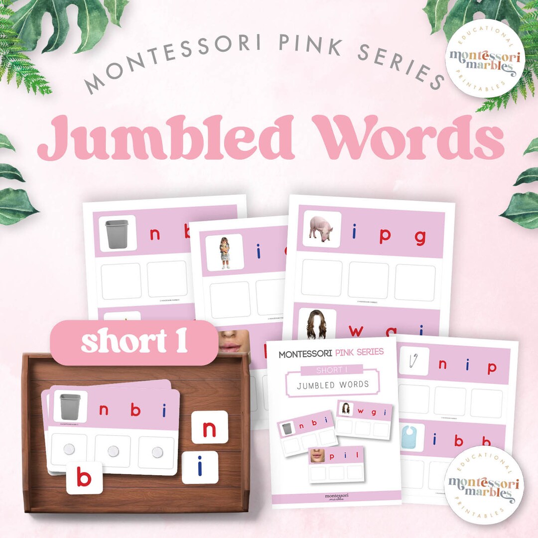 Montessori Pink Series Jumbled Word Cards for Short I, Activity for ...