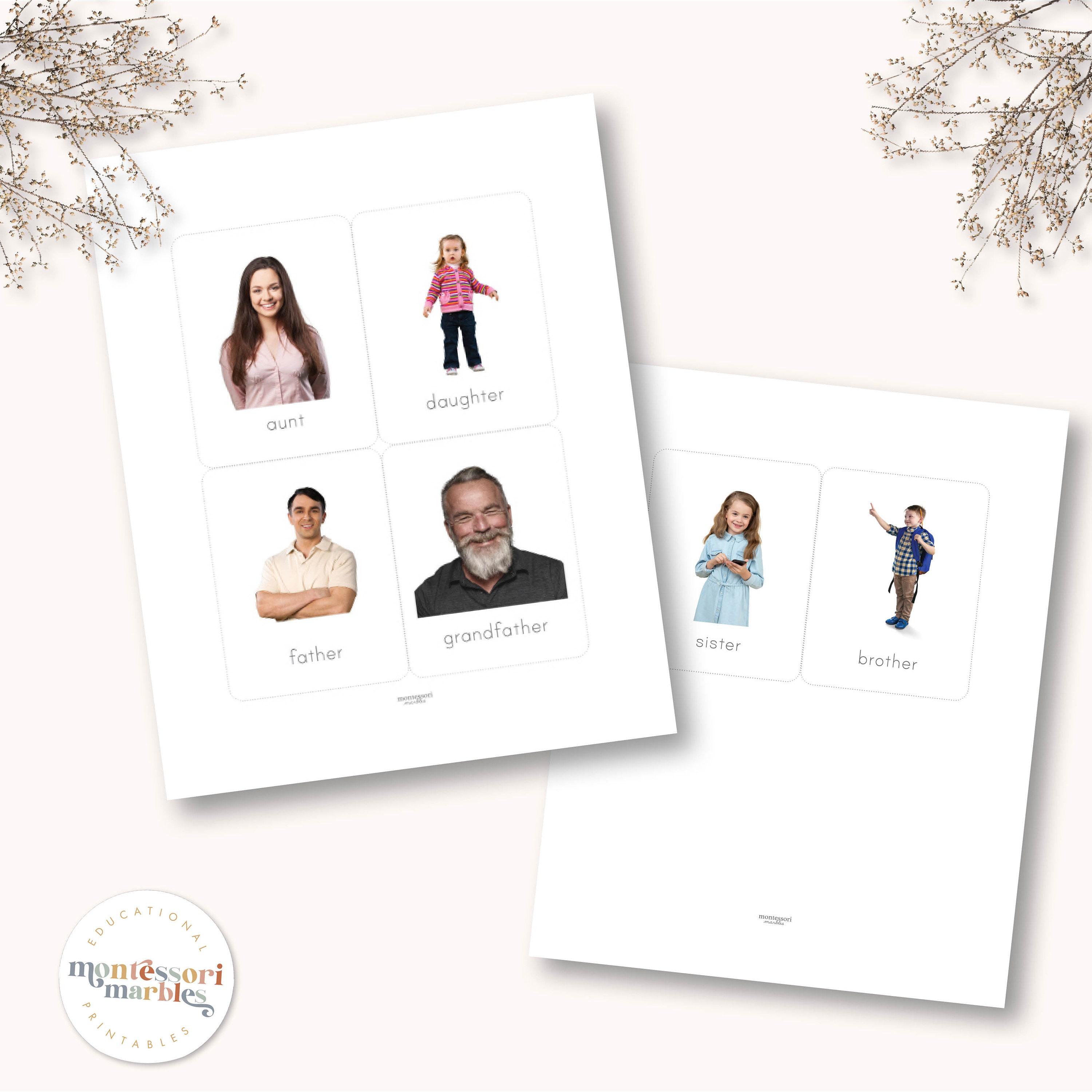 Family Flash Cards | Montessori Printable With Real Pictures | Learning ...