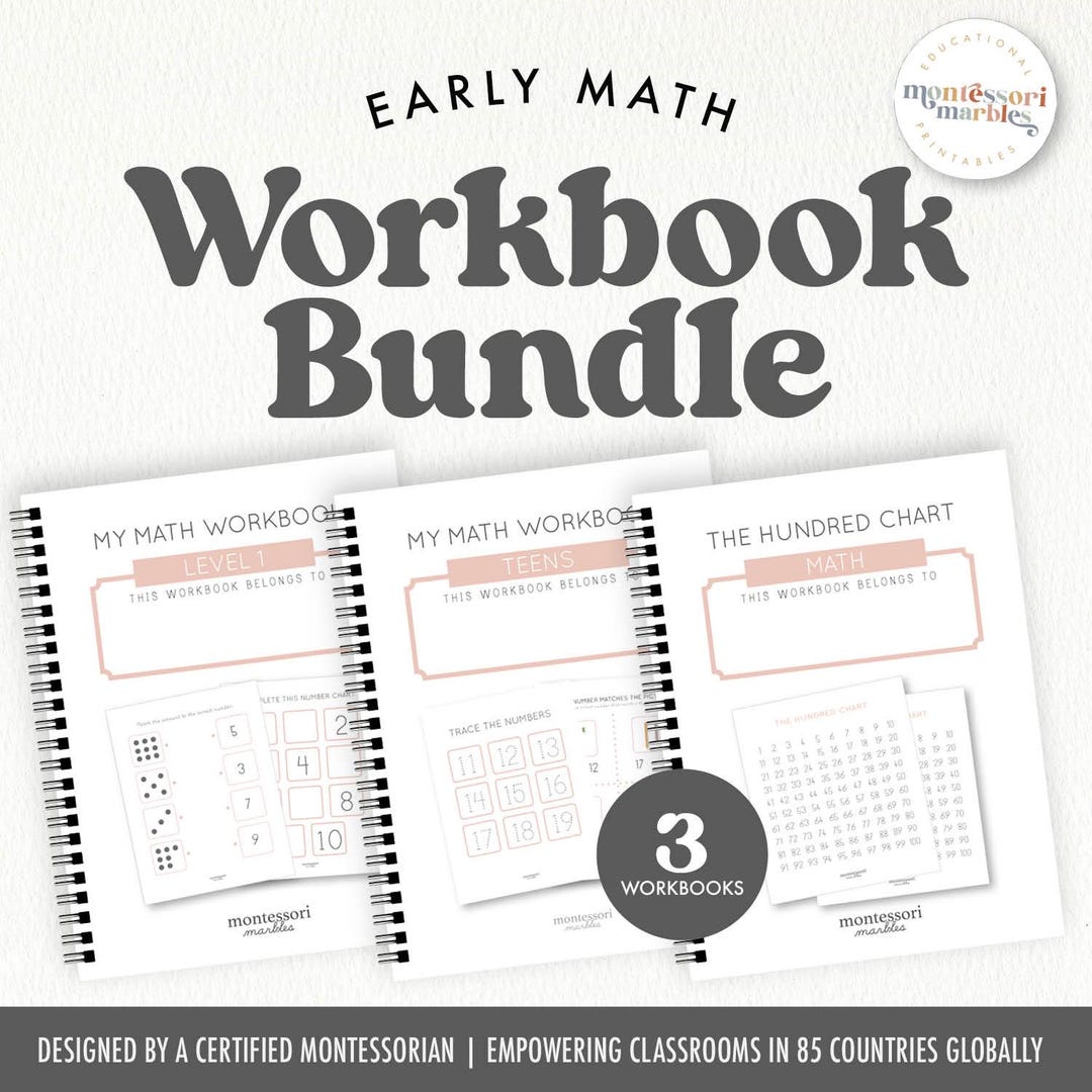 Early Math Workbook Bundle | Montessori Mathematics | Counting 1-100 ...