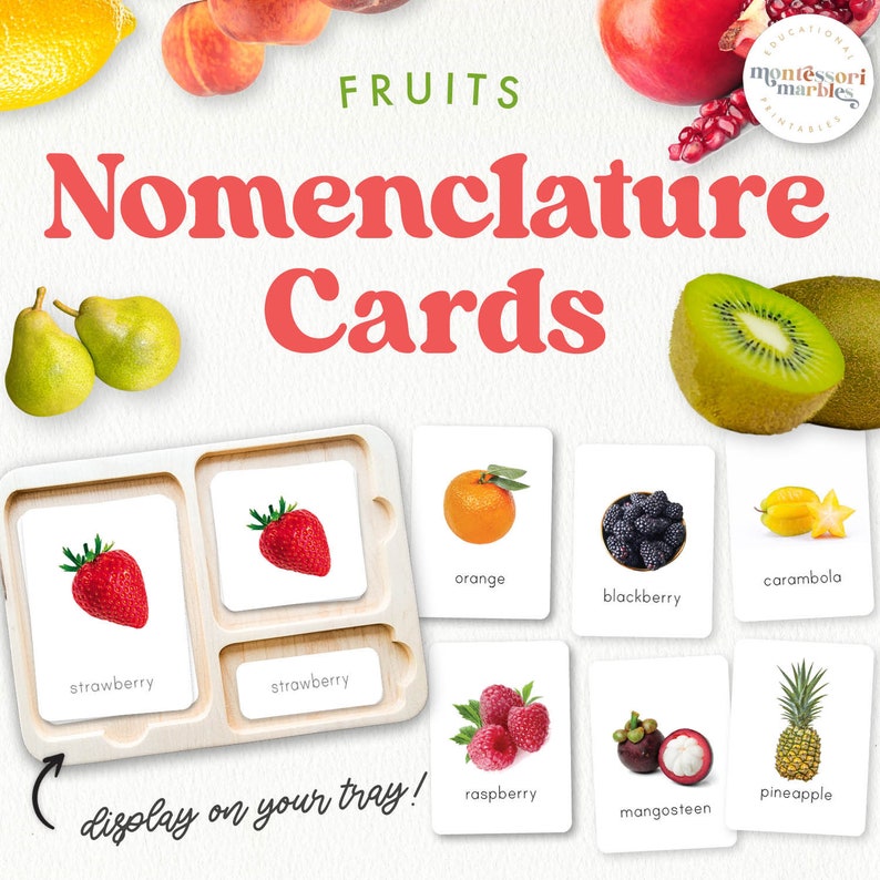 FRUITS Nomenclature Cards Montessori Inspired Resources With Real ...