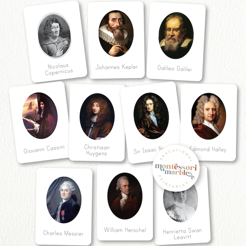 Famous Astronomers Nomenclature Cards | Montessori 3-part Science Cards ...