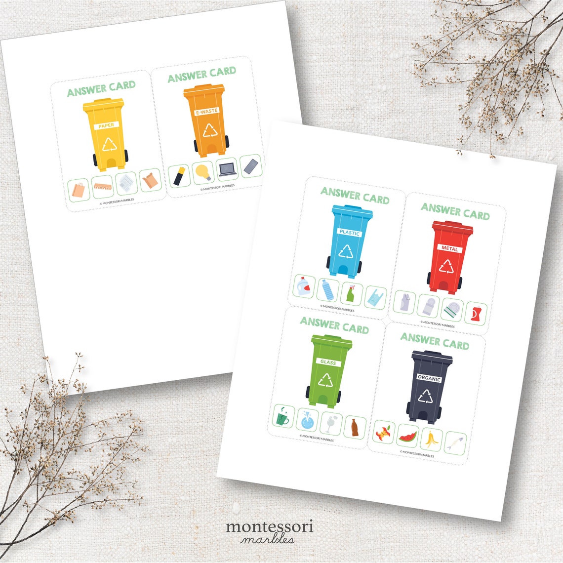 EARTH DAY Recycling Bins and Waste Management Matching | Etsy