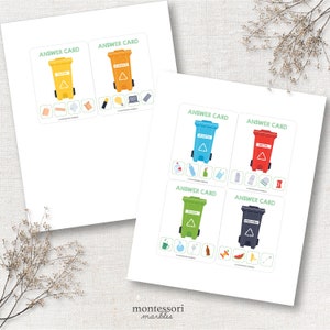 EARTH DAY Recycling Bins and Waste Management Matching | Etsy