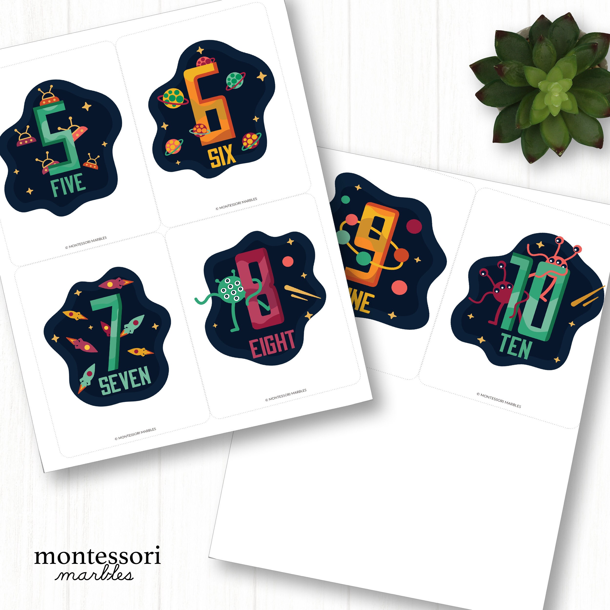 OUTER SPACE Number Flash Cards Toddler and Preschool Printables ...