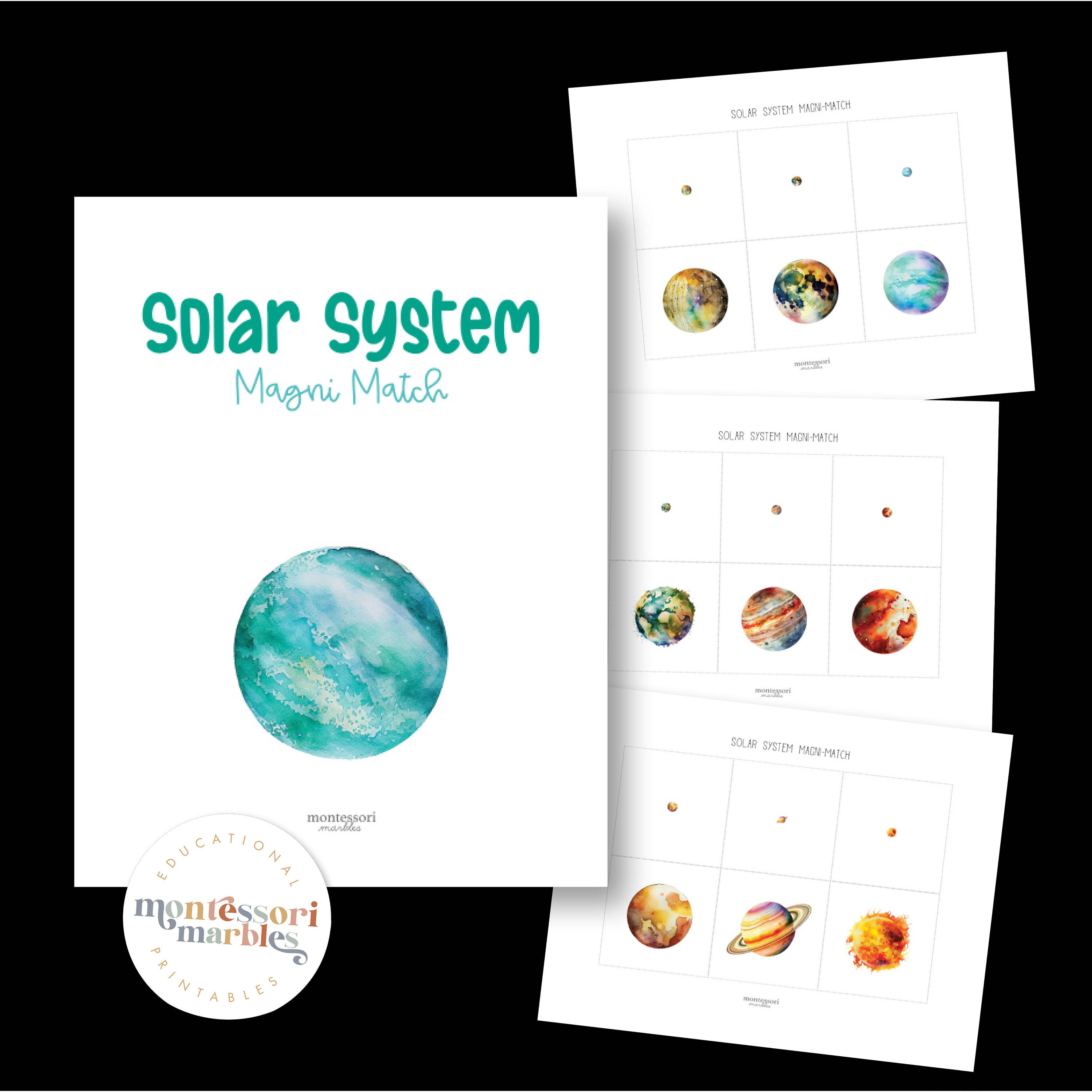 SOLAR SYSTEM PLANETS Magni-match Magnifying Matching Game Montessori at ...