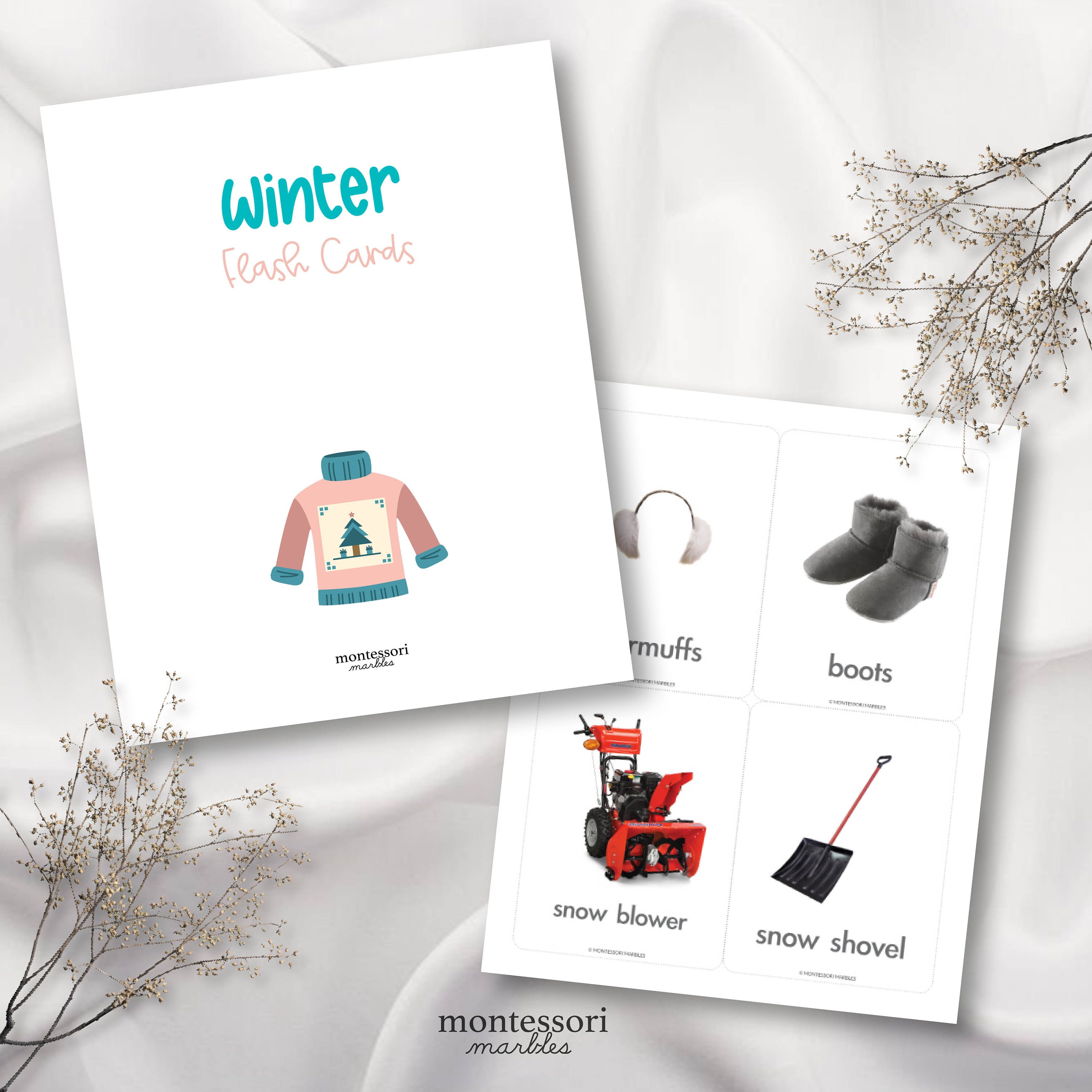 WINTER Flash Cards Winter Vocabulary Builder Montessori - Etsy