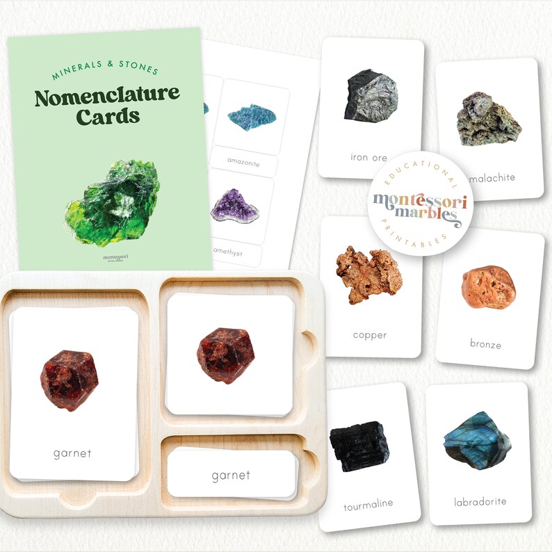 Minerals and Stones Nomenclature Cards | Montessori Geology Learning ...