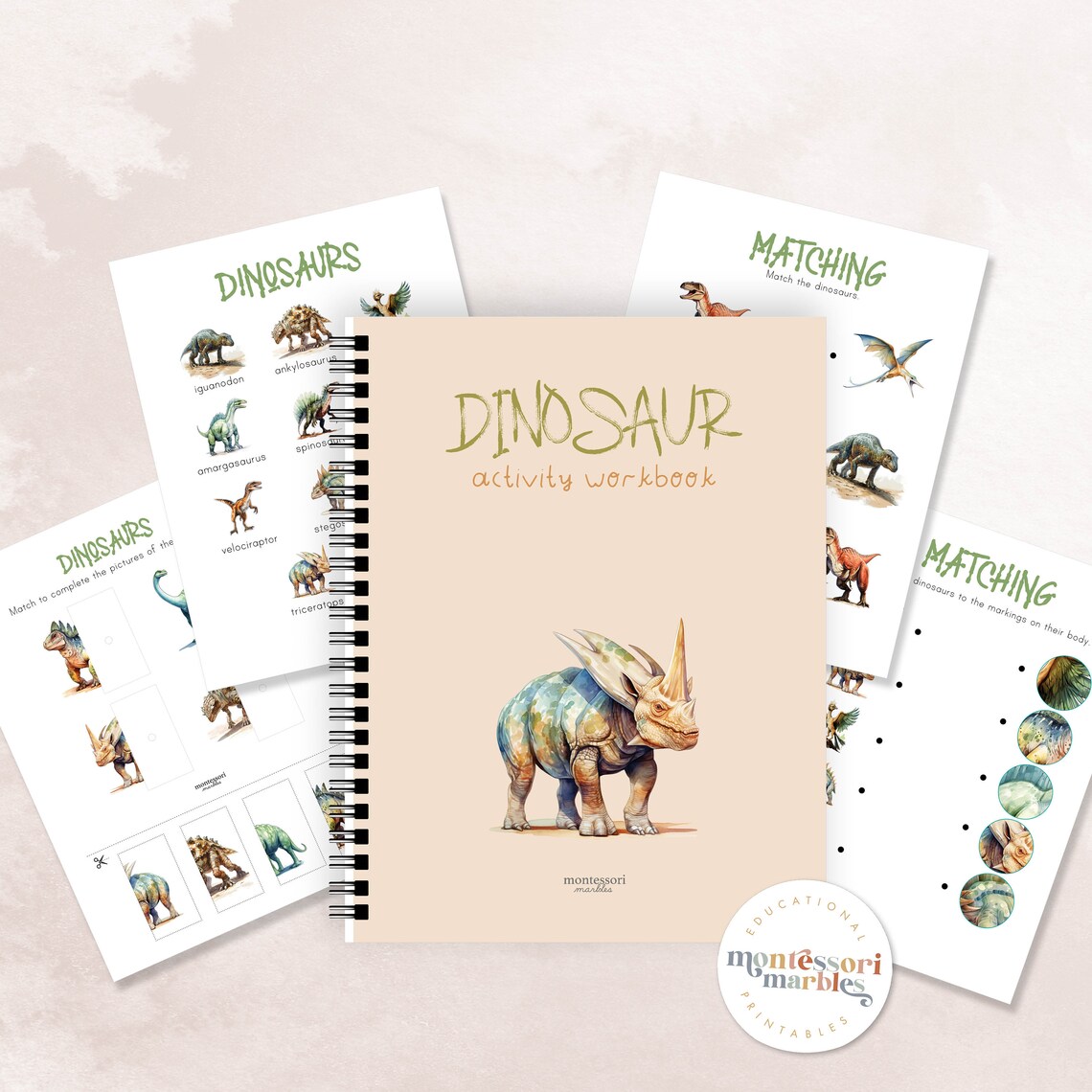 Dinosaur Activity Workbook | Montessori Preschool Worksheets | Tracing ...