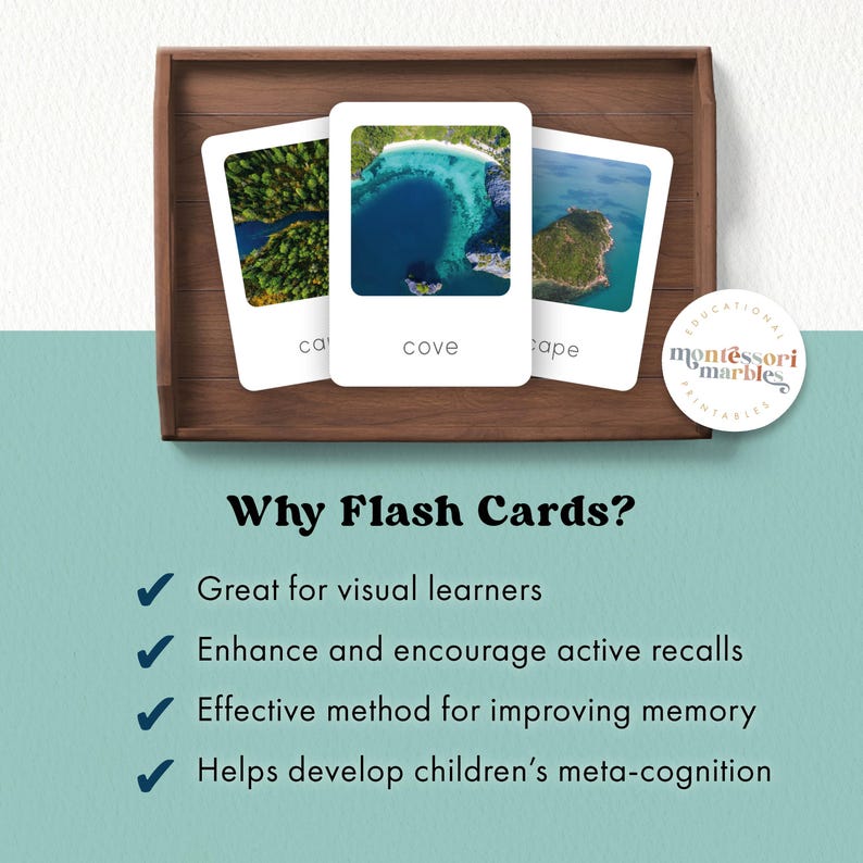 Landforms Flash Cards | Montessori Geography Learning | Real Photo ...