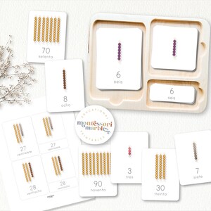 MONTESSORI GOLDEN BEADS Los Numeros 1 100 Tarjetas De Nomenclatura ...