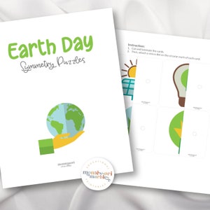 Earth Day Symmetry Matching Puzzle | Montessori Ecology Learning Cards ...