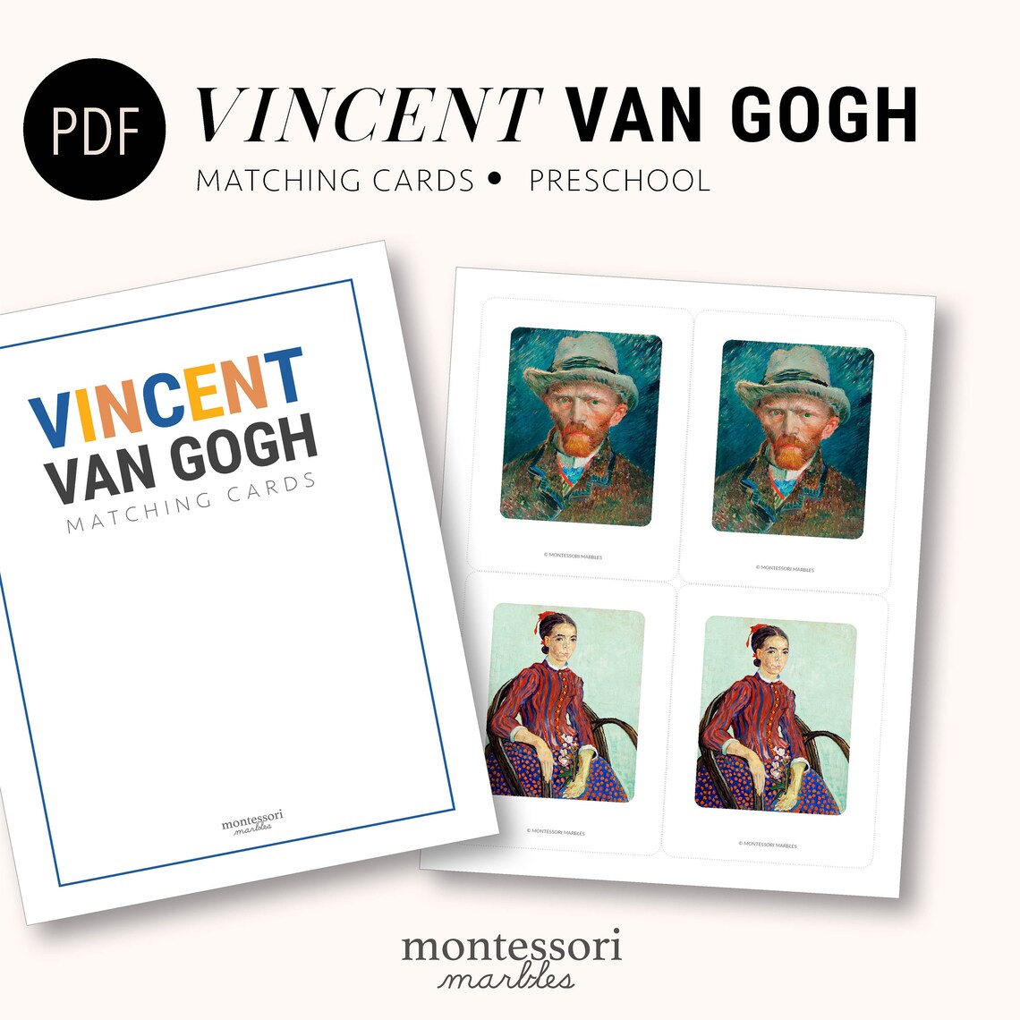 VINCENT VAN GOGH Matching Picture Cards Famous Paintings Art | Etsy