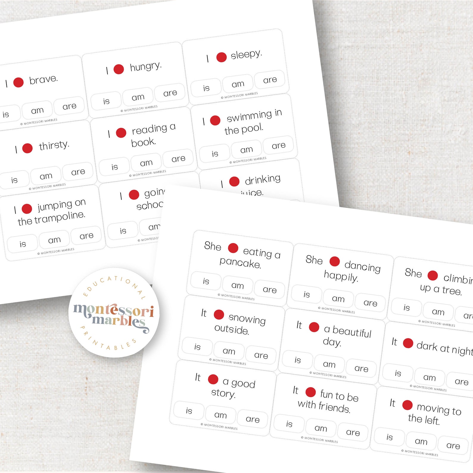 Grammar Be-verb Activity Cards | Montessori Language | Grammar ...