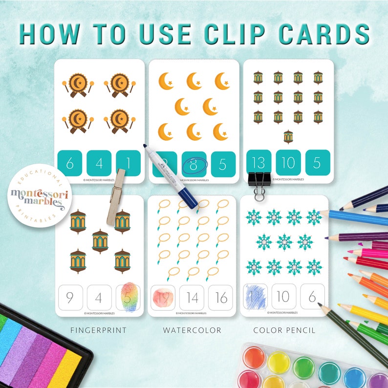 Ramadan Counting 1 to 20 Clip Cards | Number Recognition | Ages 3-5 ...