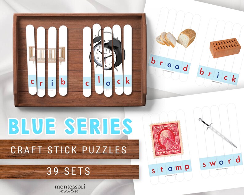 MONTESSORI BLUE SERIES Craft Stick Puzzles Montessori Language ...
