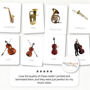 MUSICAL INSTRUMENTS Flash Cards Instruments in the Orchestra Montessori ...