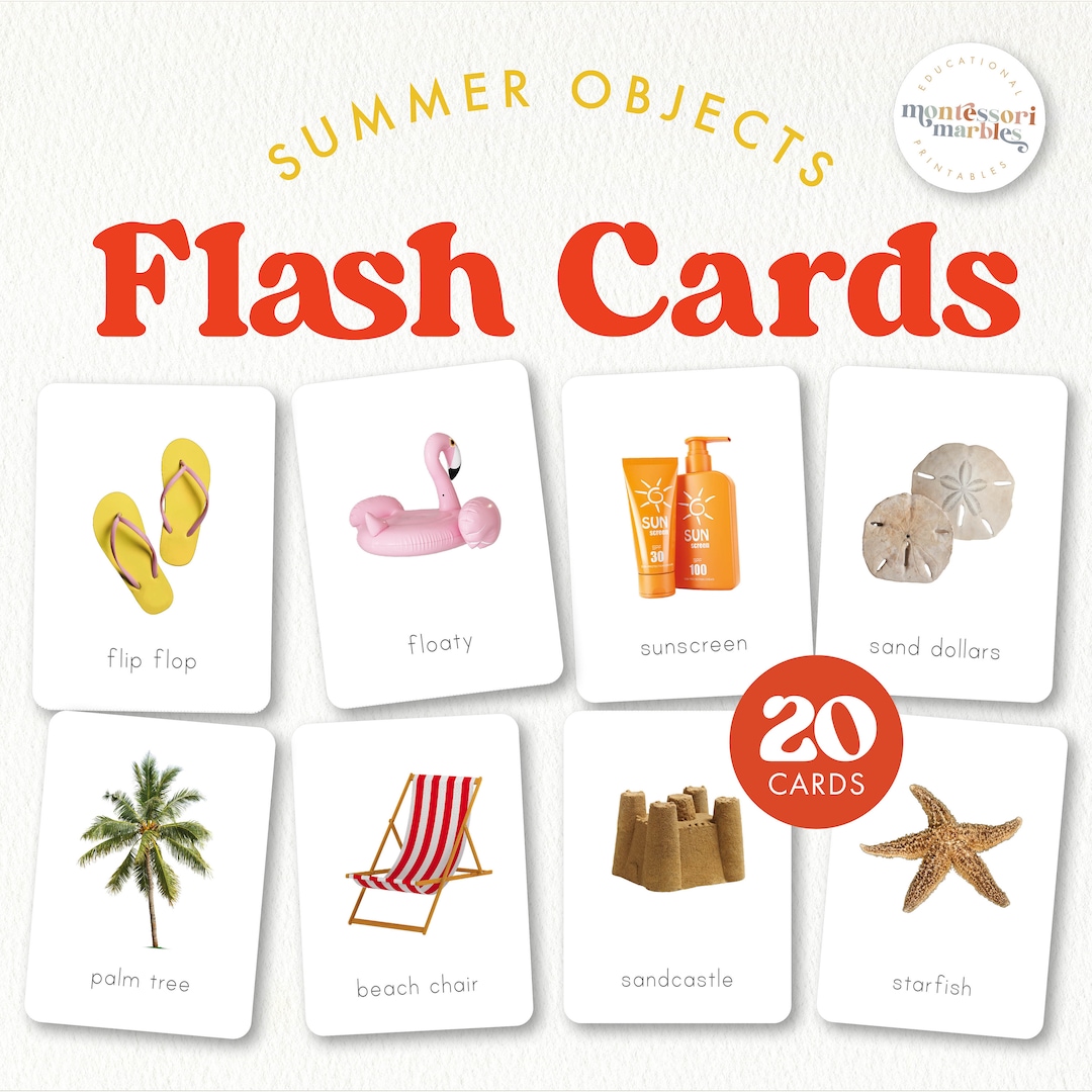 SUMMER Flash Cards | Summer Vocabulary Builder | Montessori Inspired ...