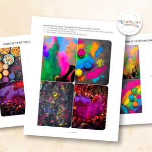 HOLI FESTIVAL Complete the Pictures | Montessori Picture Matching ...