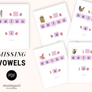 BUNDLE PACK Montessori Pink Series Missing Vowels Cards for - Etsy