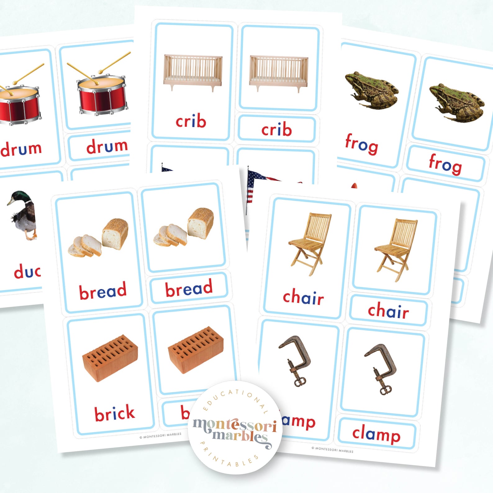 Blue Series Nomenclature Cards | Montessori Language | Consonant Blends ...