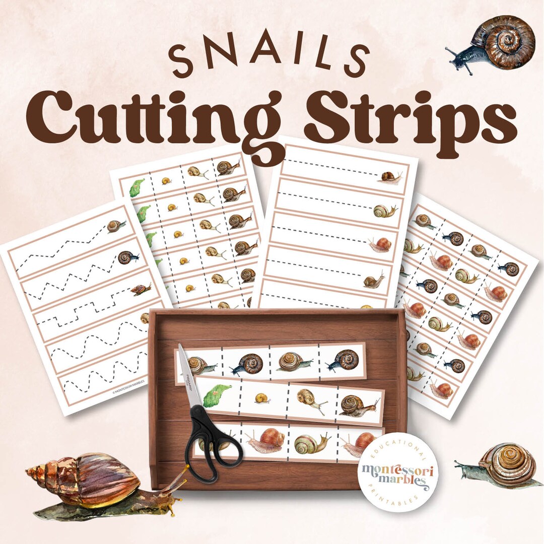 SNAILS Cutting Strips | Preschool Cutting Strips | Montessori Inspired ...
