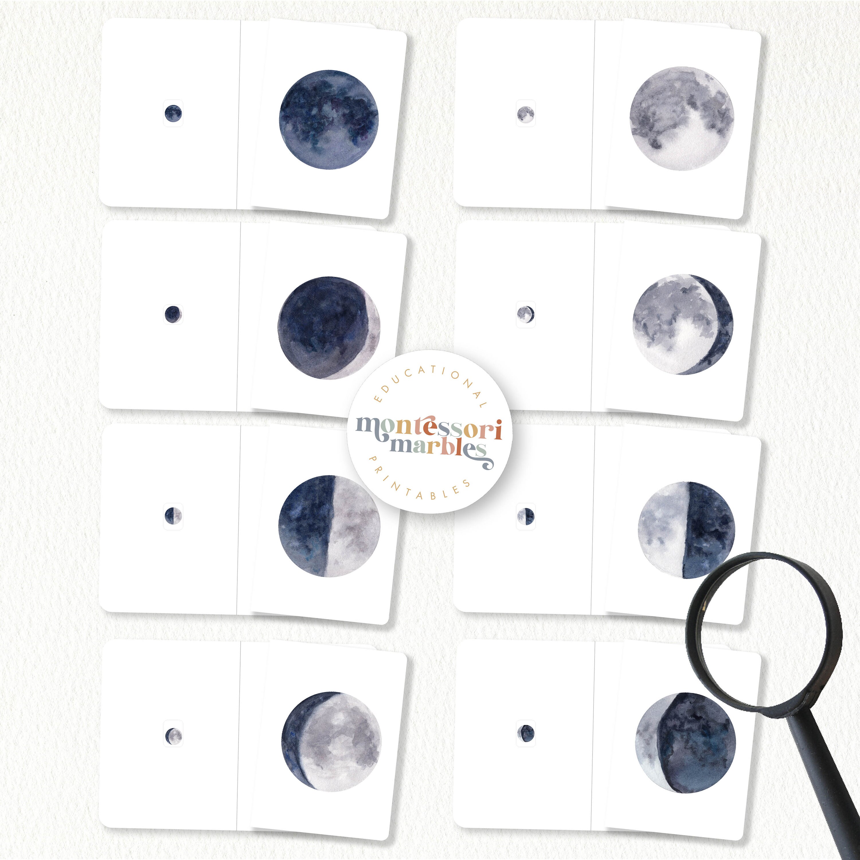 Moon Phases Matching Game | Montessori Science | Lunar Cycle Elementary ...