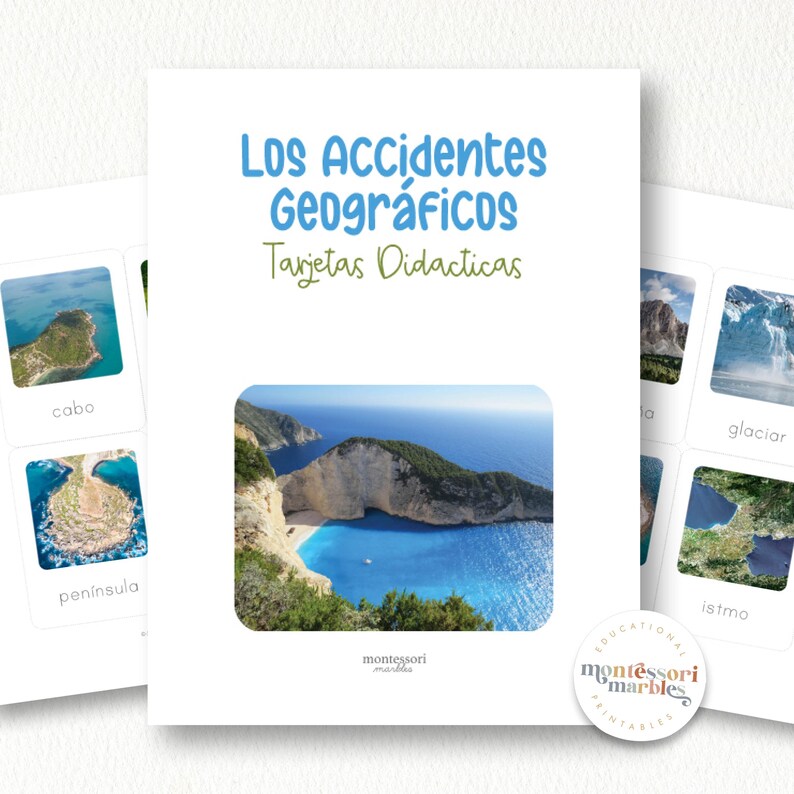 Spanish Landforms Flash Cards | Montessori Geography | Bilingual Earth ...