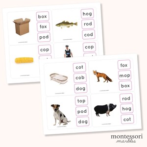 Montessori Pink Series Name the Objects SHORT O Flash Card Printable ...