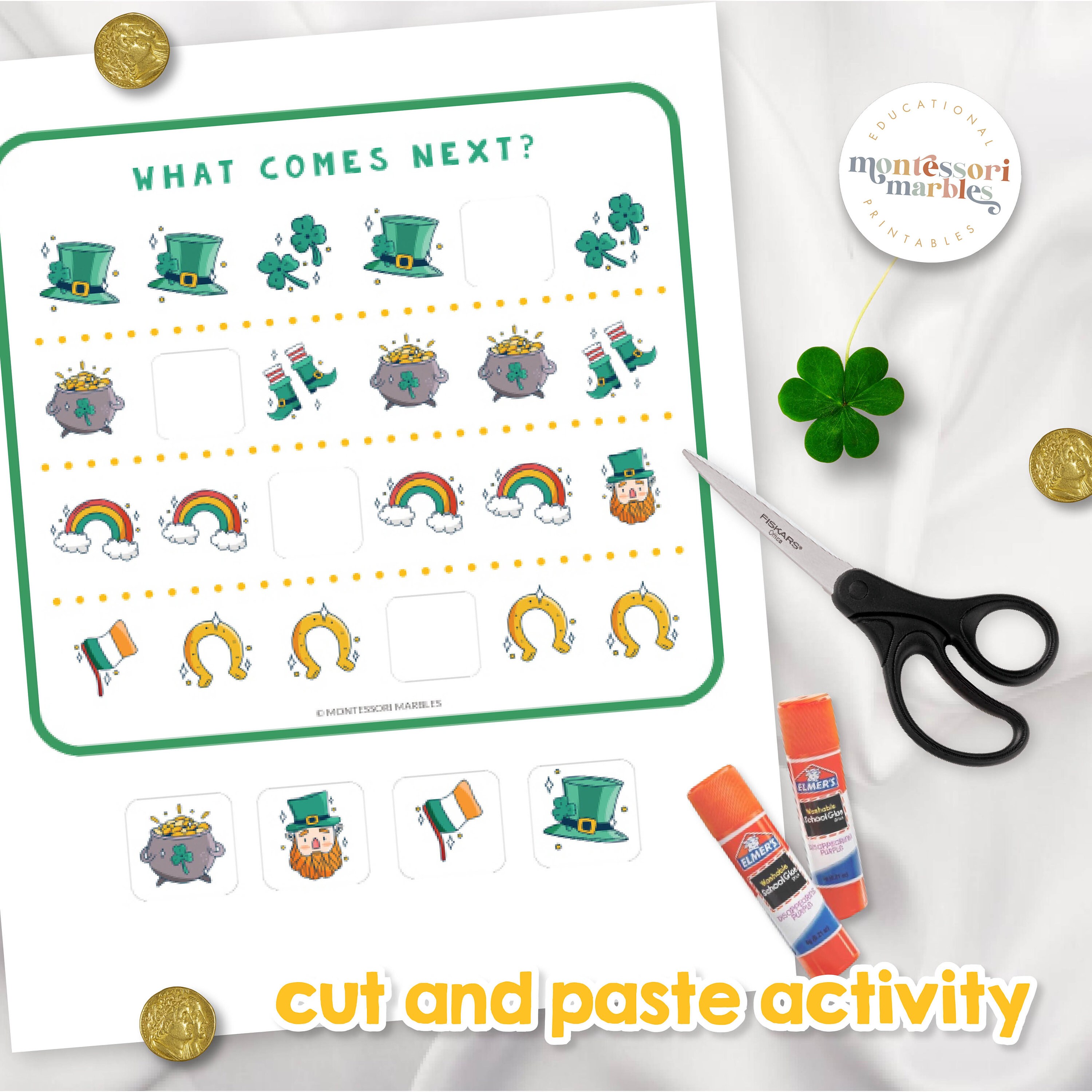 ST PATRICK'S DAY Complete the Patterns, Pattern Sequencing, Montessori ...