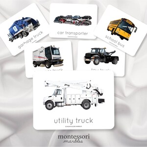 LARGE VEHICLES Flash Cards Construction Vehicles and Big Machines Real ...