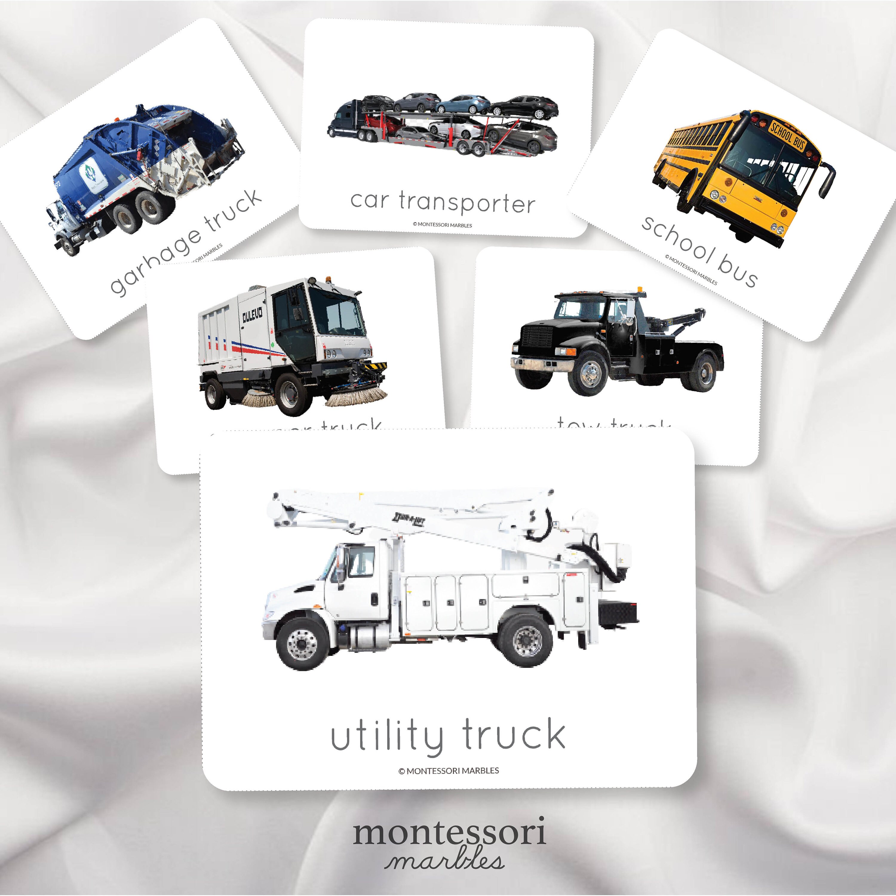 LARGE VEHICLES Flash Cards Construction Vehicles and Big - Etsy