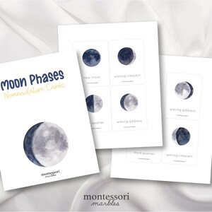MOON PHASES Montessori Nomenclature Cards Montessori at Home Labelling ...