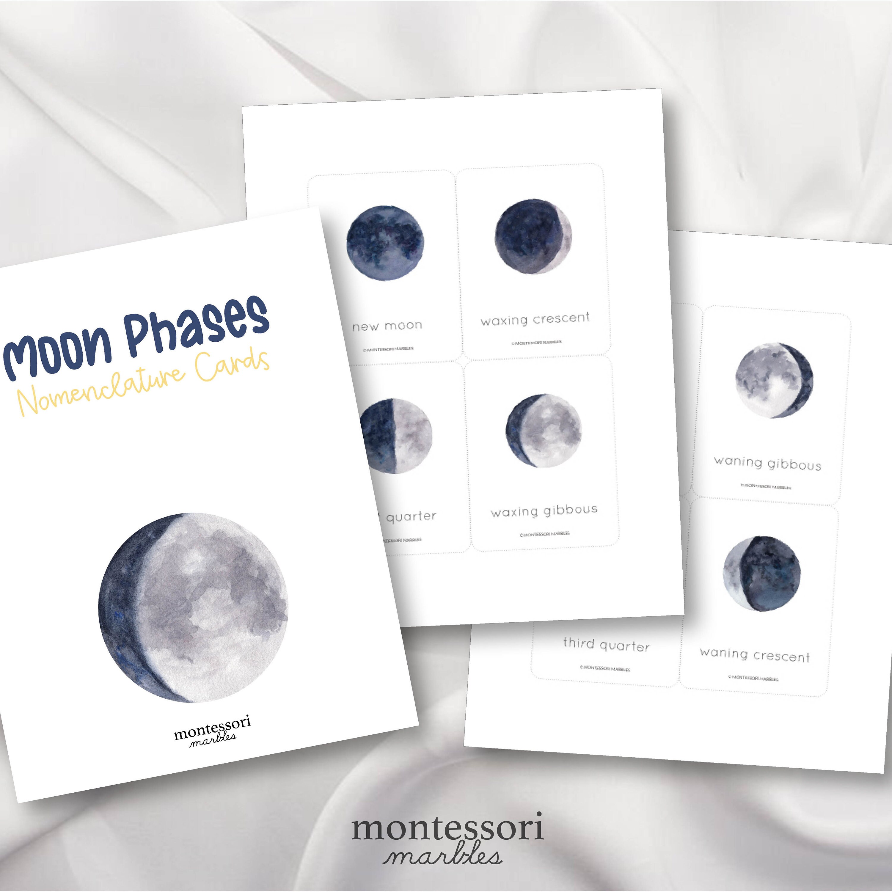 MOON PHASES Montessori Nomenclature Cards Montessori at Home - Etsy