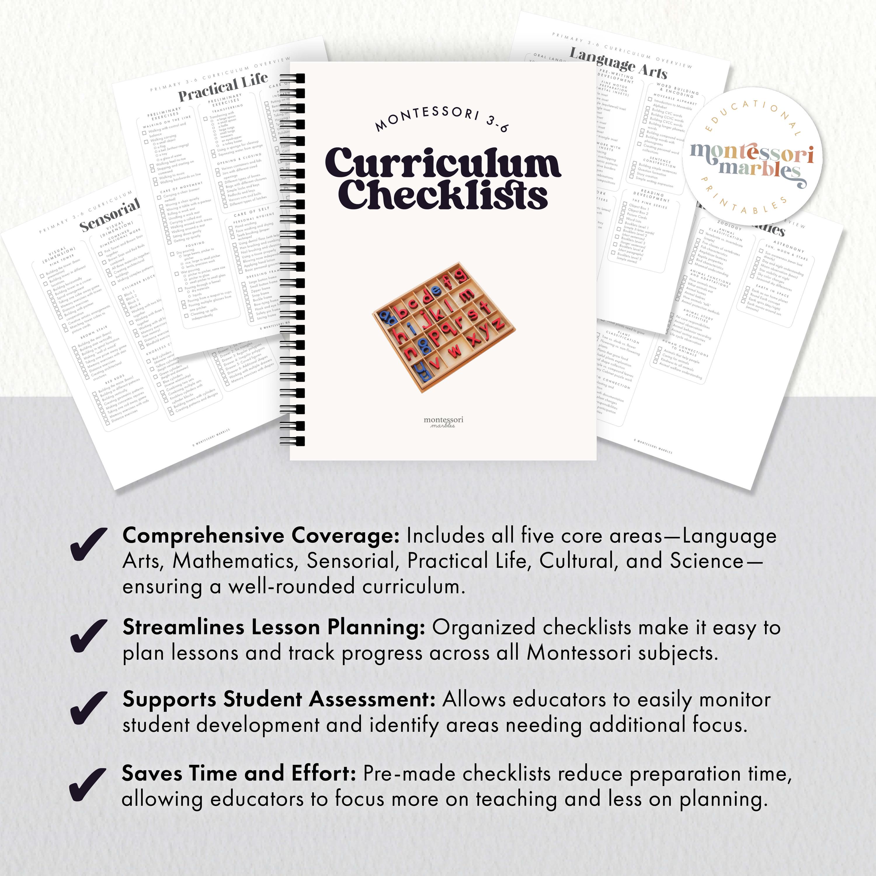 Montessori Checklist Ages 3-6 | Classroom Management Preschool | Record ...