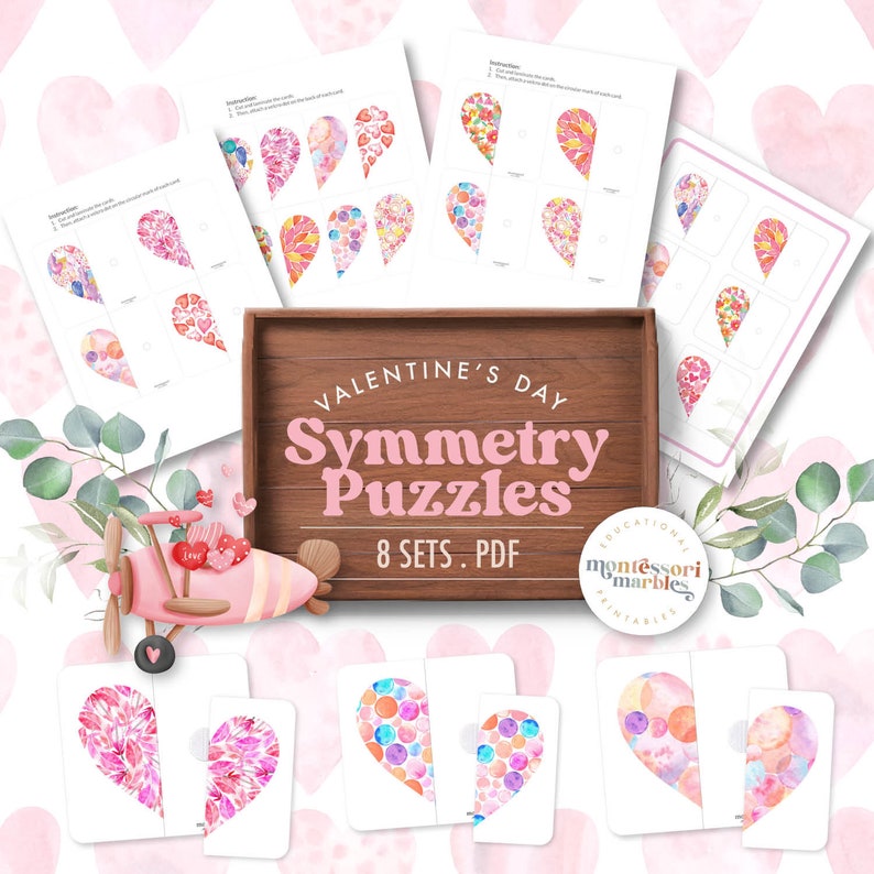 Valentine's Day Symmetry Puzzles PDF | Matching Activity Ages 2-6 | 8 ...