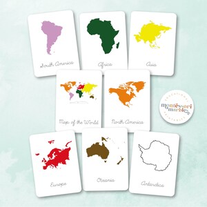 SEVEN CONTINENTS Montessori Nomenclature Cards | Cursive Cards | Social ...