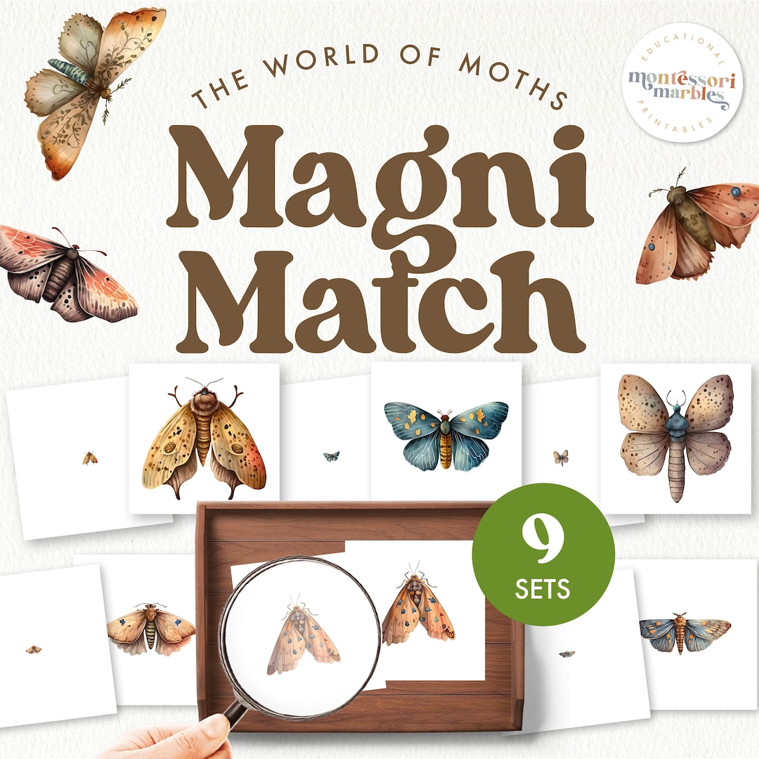 Moths Magni-match Game | Montessori Science | Watercolor Nature Study ...