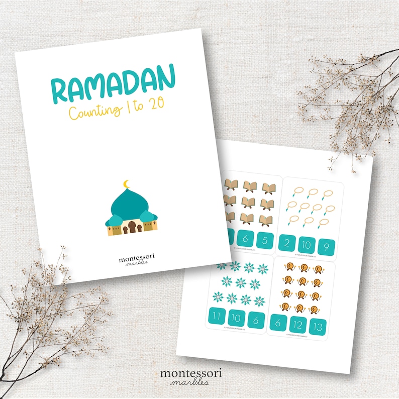 RAMADAN Counting 1 to 20 Kindergarten Printable Worksheet | Etsy