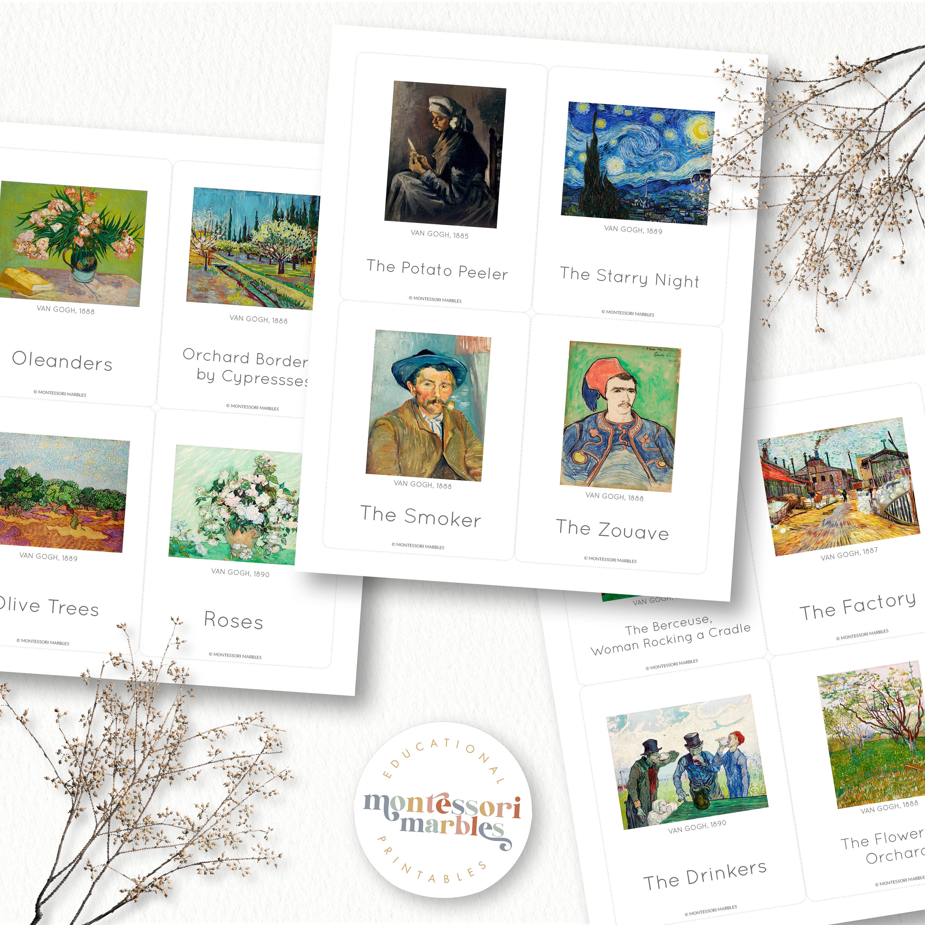 Vincent Van Gogh Flash Cards PDF | 38 Famous Paintings Ages 3-8 ...