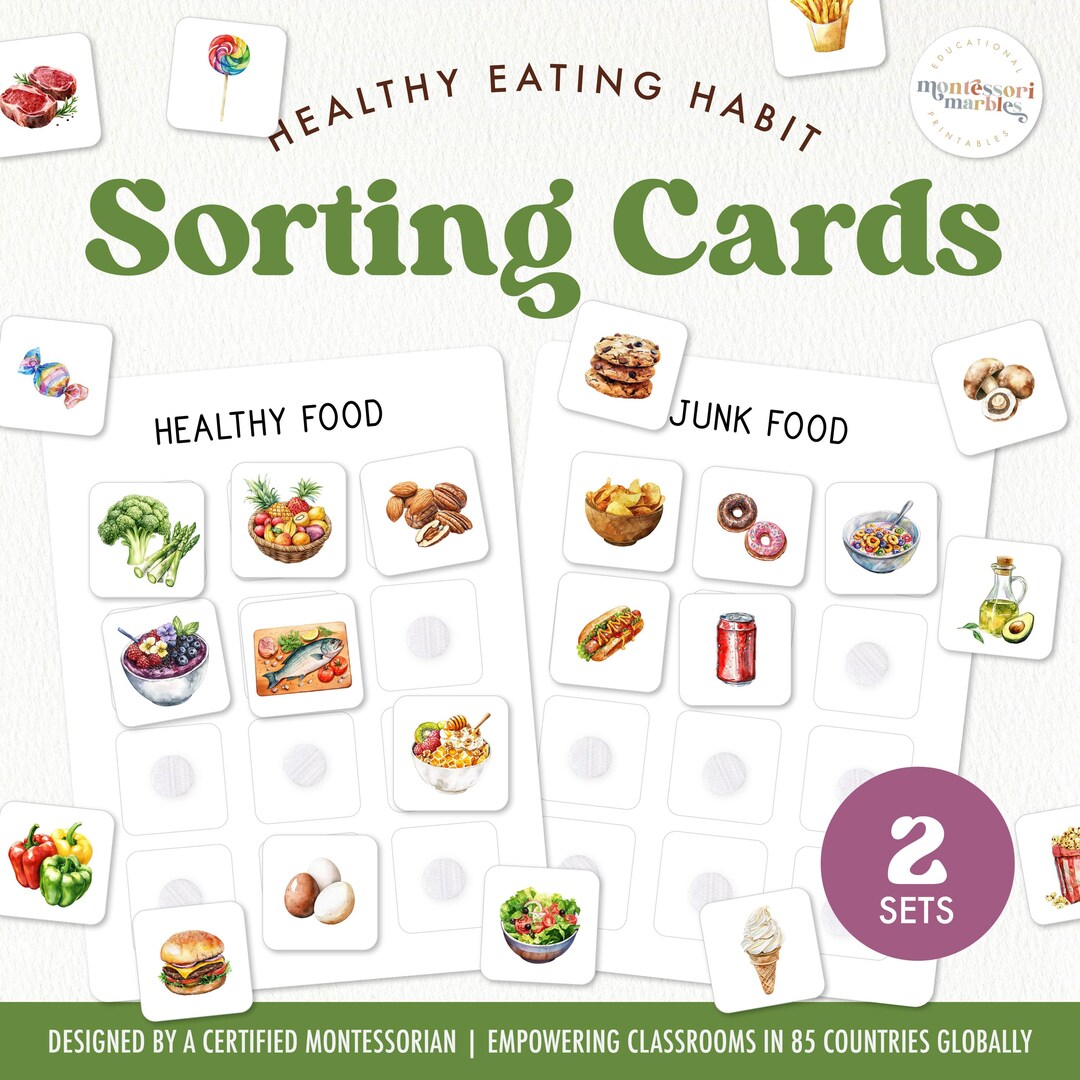 HEALTHY EATING HABIT Sorting Cards, Montessori Inspired Activities ...