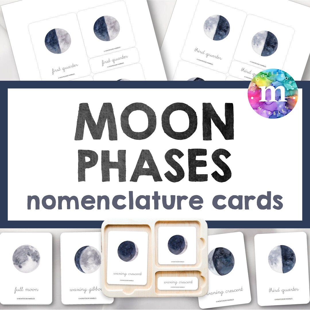 CURSIVE MOON PHASES Montessori Nomenclature Cards Montessori - Etsy