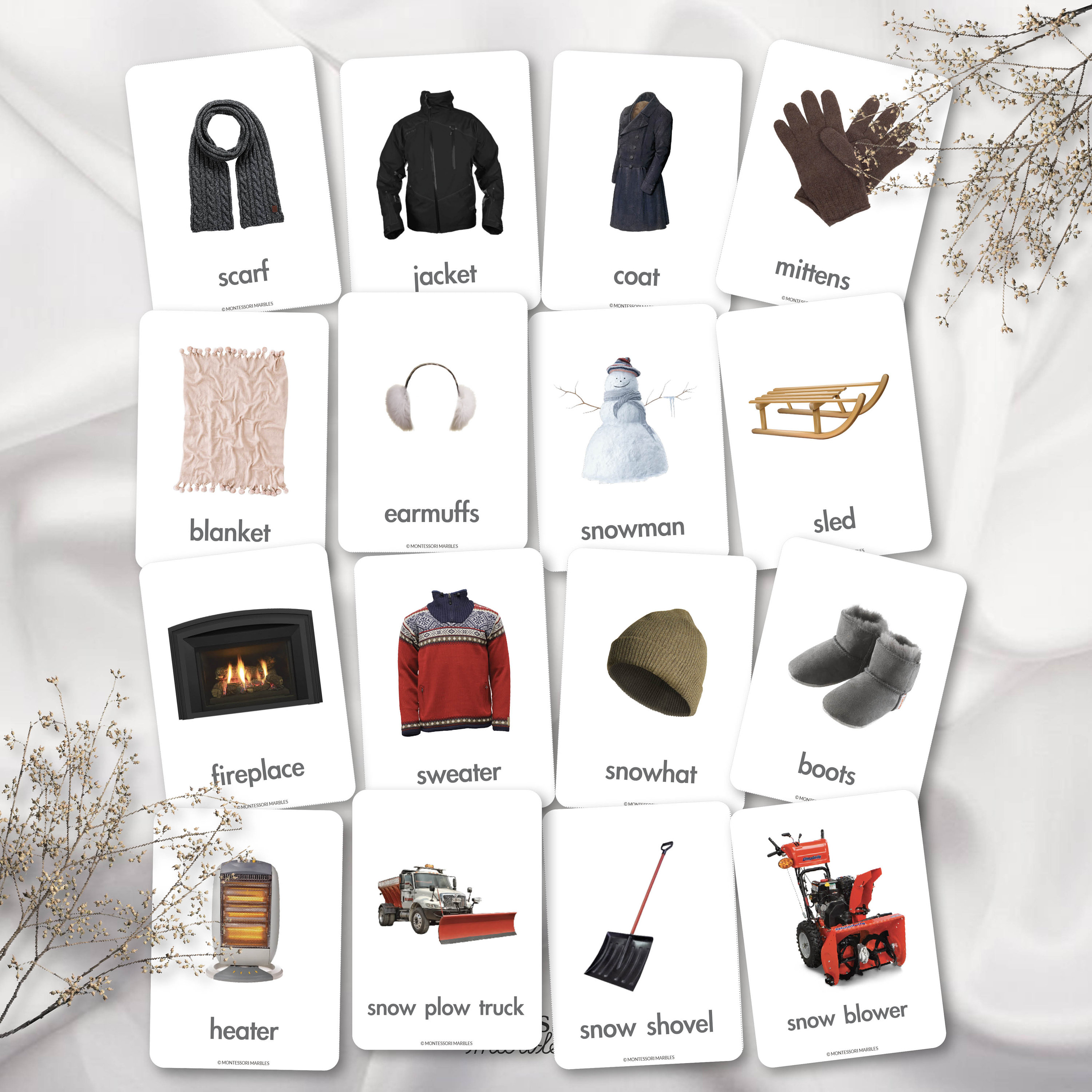 WINTER Flash Cards Winter Vocabulary Builder Montessori - Etsy