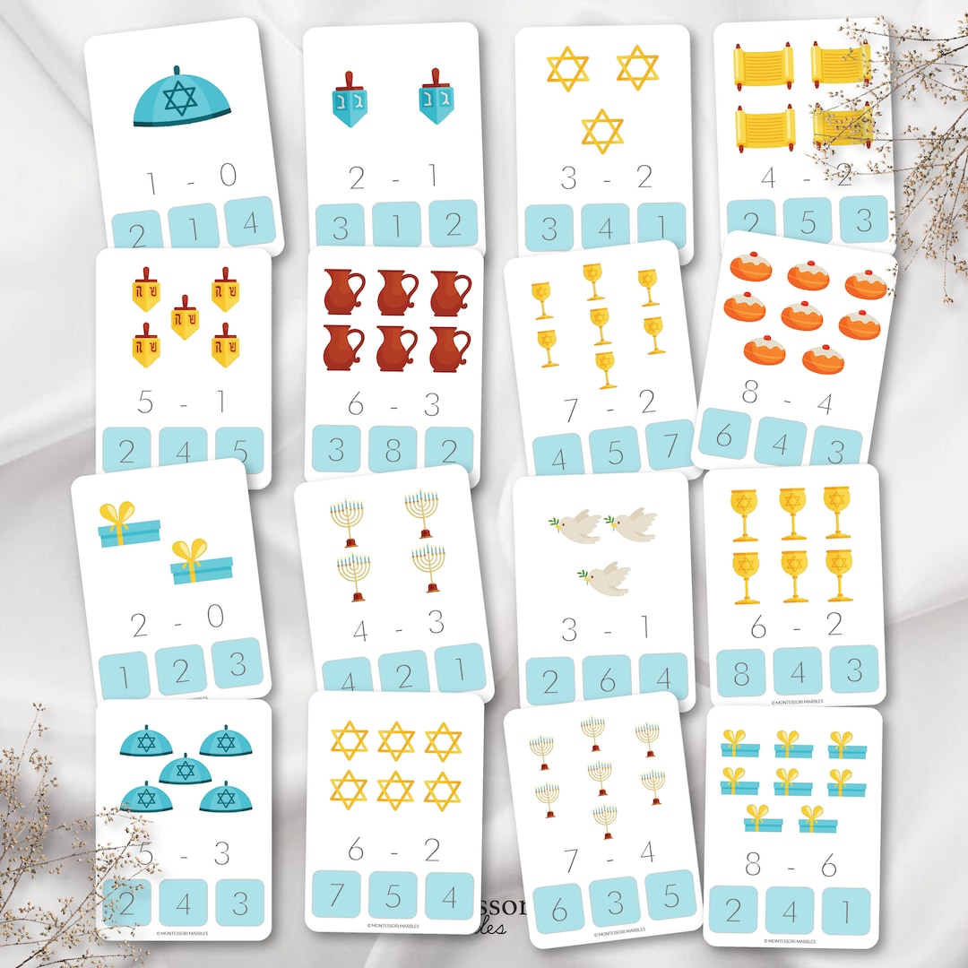 HANUKKAH Subtraction Clip Cards Kindergarten Math Counting - Etsy UK