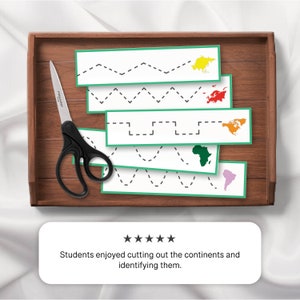 SEVEN CONTINENTS Cutting Strips for Scissors Skills • Montessori ...